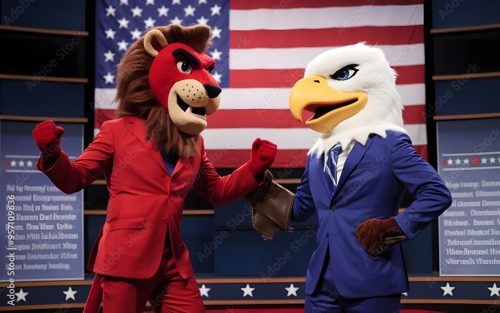 Political Face-Off Red Lion and Blue Eagle in a Tense Stand-Off ...