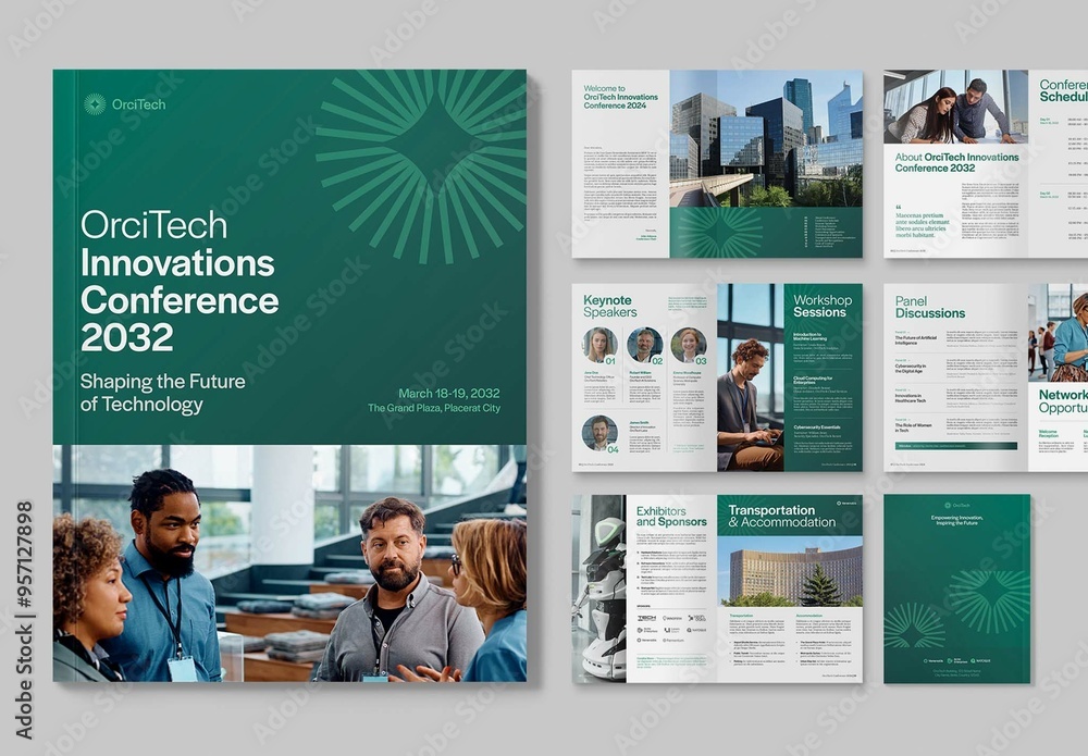 Brochure Template with Business Conference & Corporate Seminar Theme ...