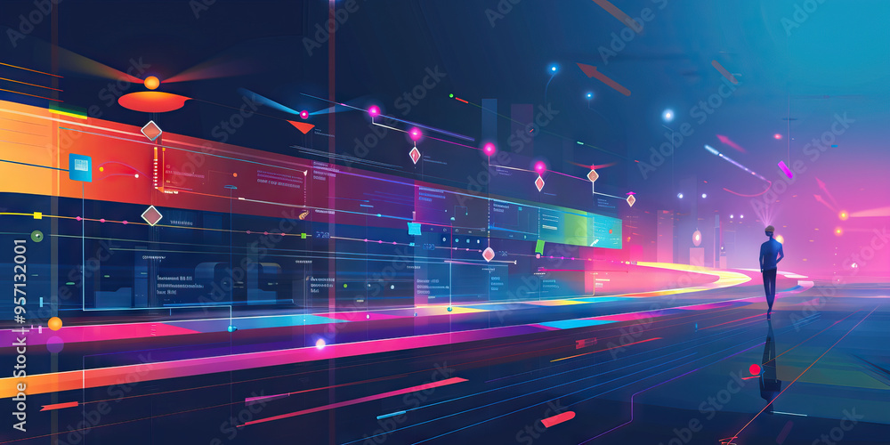 Digital Transformation Roadmap: A colorful timeline displaying the ...