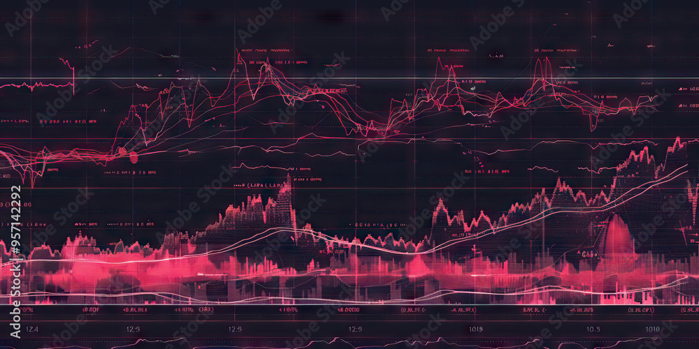 A heat map of market volatility over time, with varying shades of red ...