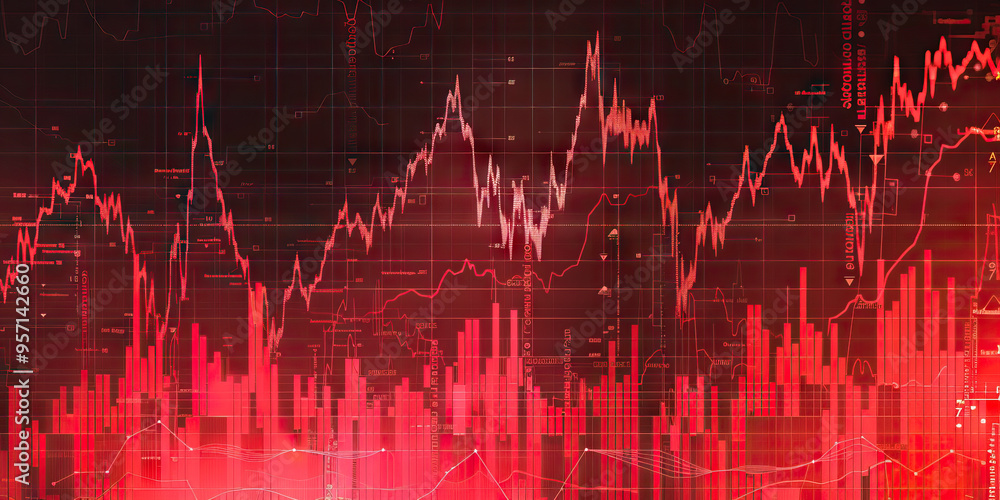A heat map of market volatility over time, with varying shades of red ...