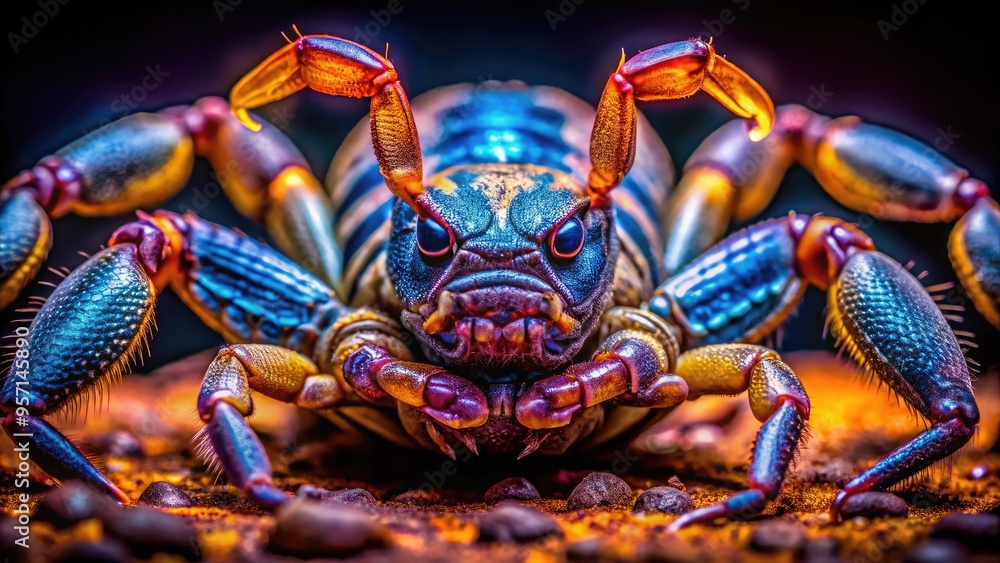 Vibrant, venomous scorpion's intricate body details revealed in extreme ...