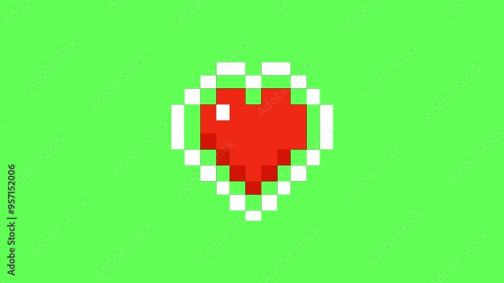 A pixel heart with a transparent background. Live gaming art with a ...