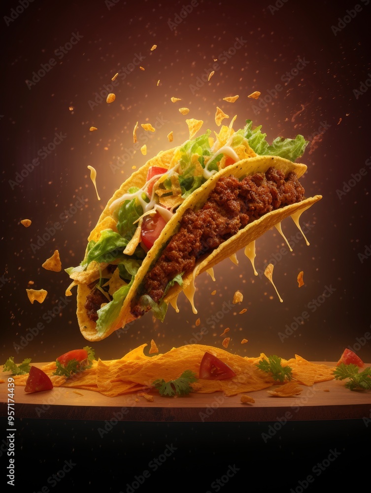background about National Taco Day, 4k, photorealistic, copy-space with ...