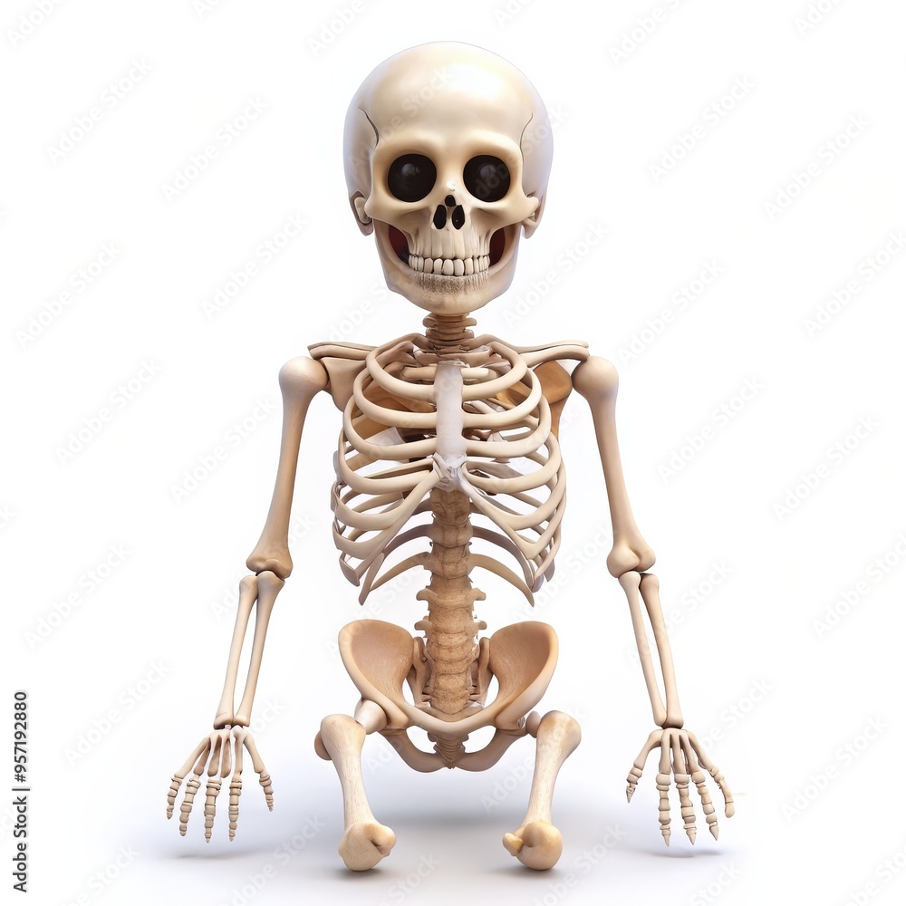 Foto de 3D Rendered Skeleton in Seated Pose, 3D Model, Skeletal System ...