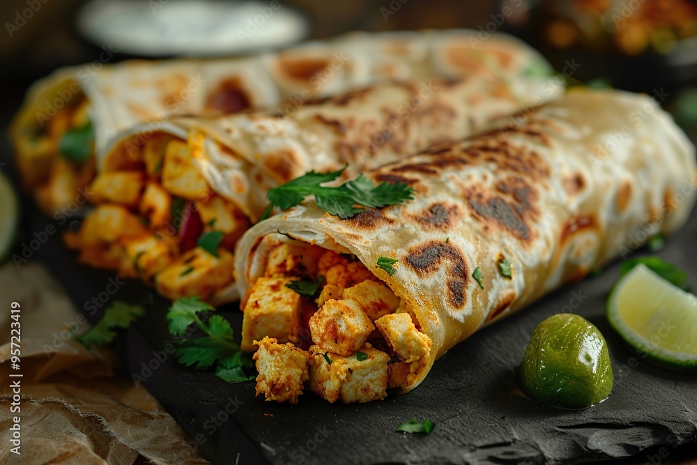 Kolkatastyle paneer kathi roll a classic cottage cheese wrap Stock ...