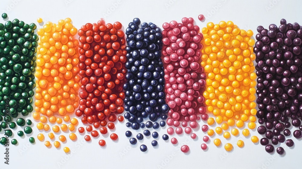 Original Oil Painting Depicting a Variety of Six Flavors of Popping ...