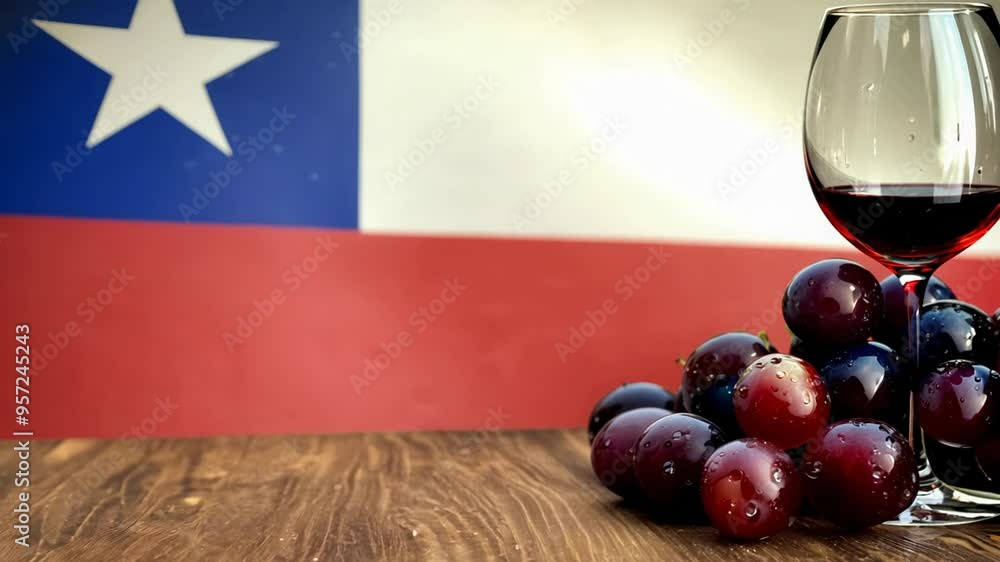 Explore the elegance of red wine in Chile, featuring a glass elegantly ...