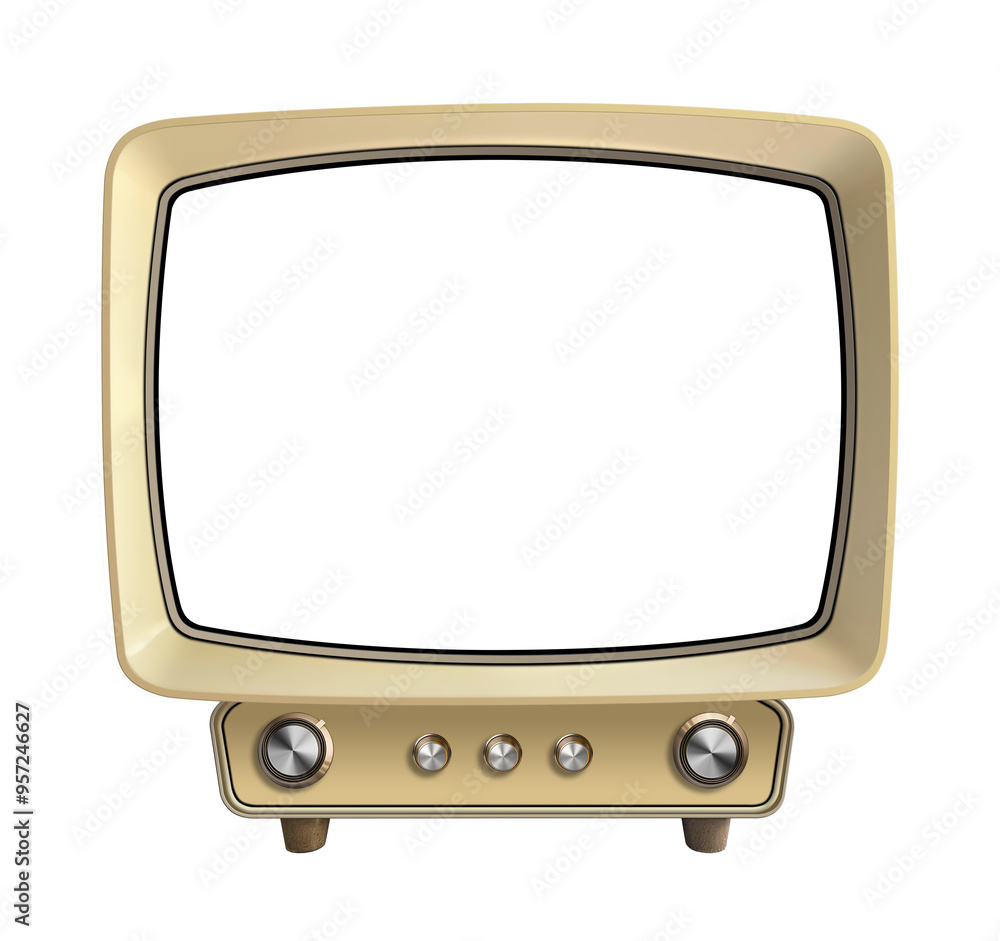 Mid century modern television set isolated on a transparent background ...