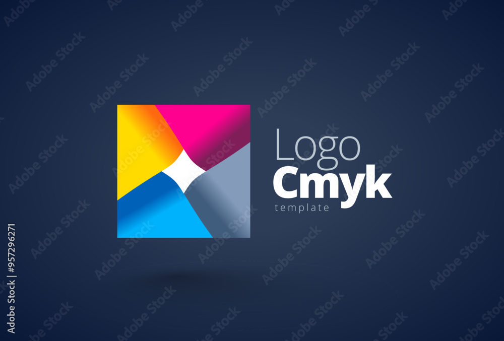 Logo CMYK color Print theme. Template design vector. Black background ...