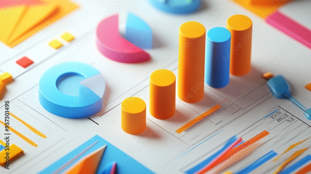 Competitive analysis, side-by-side comparison charts, 3D illustration ...