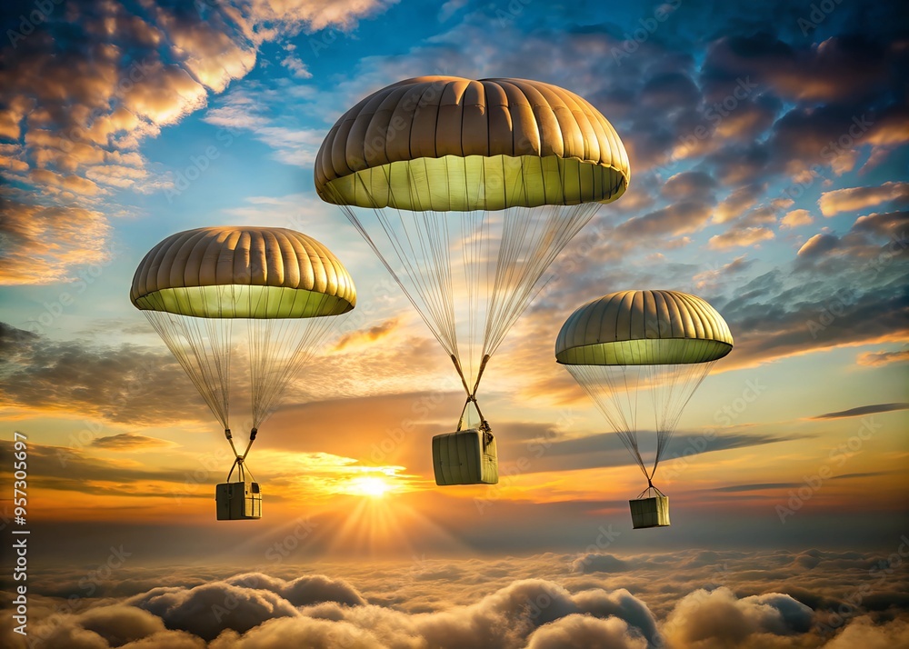 airdrop of humanitarian aid, afghanistan, drop, cargo, emergency aid ...