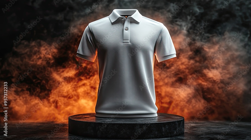 3D Mockup of a white polo shirt, showing both the front and back of the ...