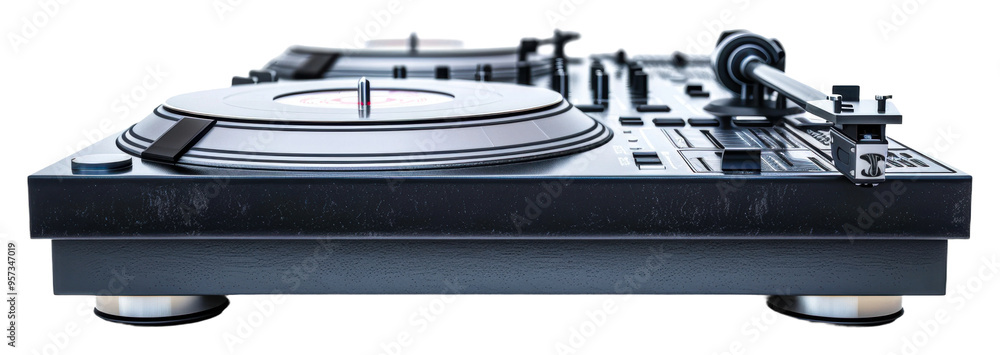 Turntable setup for a DJ performance in an urban club environment ...