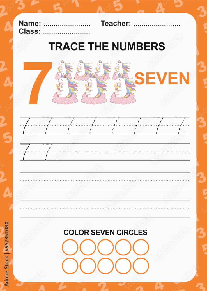 Poster Trace and write number for children – Wall Art | UkPosters