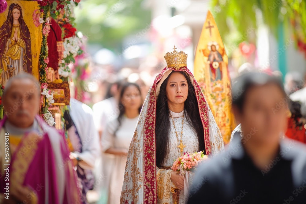 community gathering religious procession celebrating the Feast of Our ...