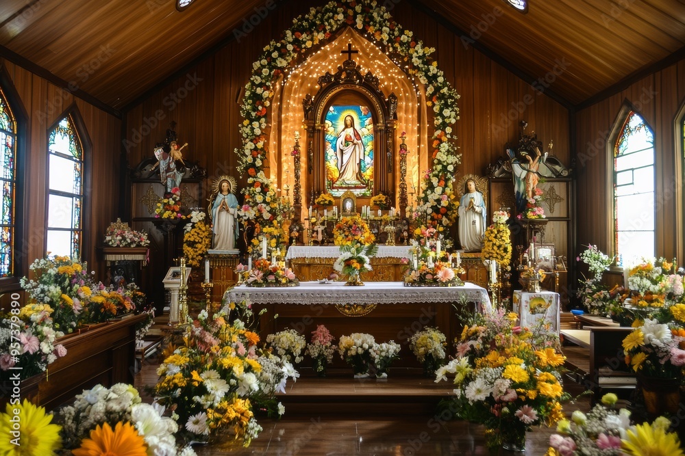 decorated church interior for the Feast of Our Lady of Sorrows ...
