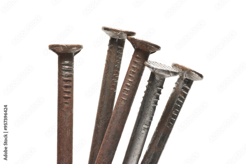 An image of a rusty nail isolate on white background. An image of an ...
