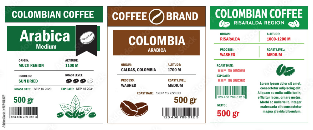 Vetor de An illustration of coffee labels template, showcasing Robusta ...