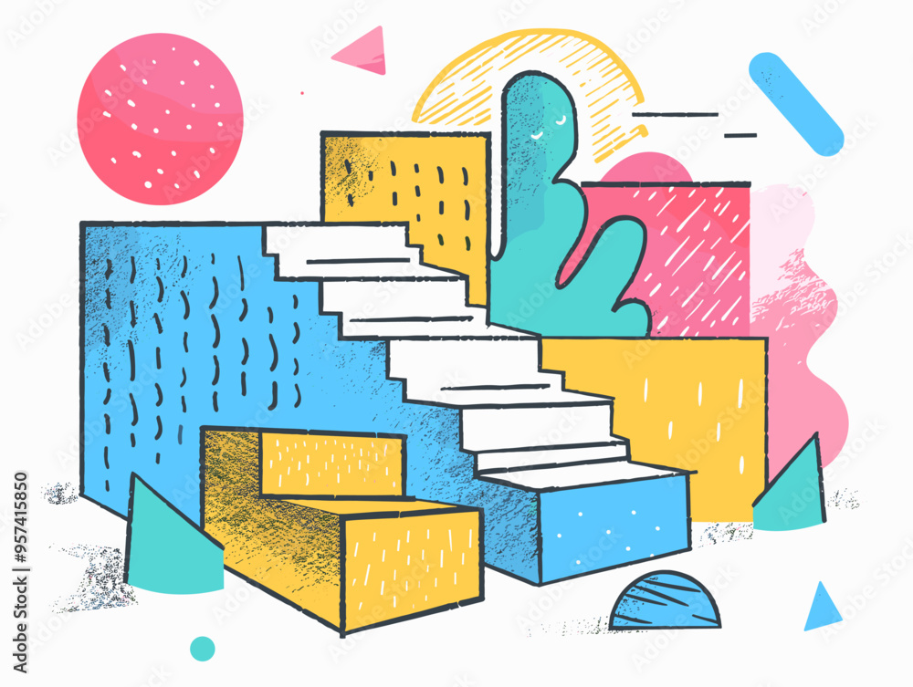 Sharp and Bold Cartoon Training Obstacles Vector Doodle: Overcoming ...