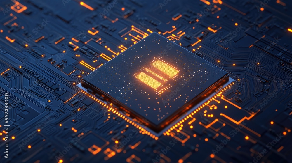 AI embossed chip on a circuit board symbolizing artificial intelligence ...