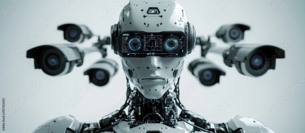 3D illustration of a humanoid robot known as an android featuring an AI ...