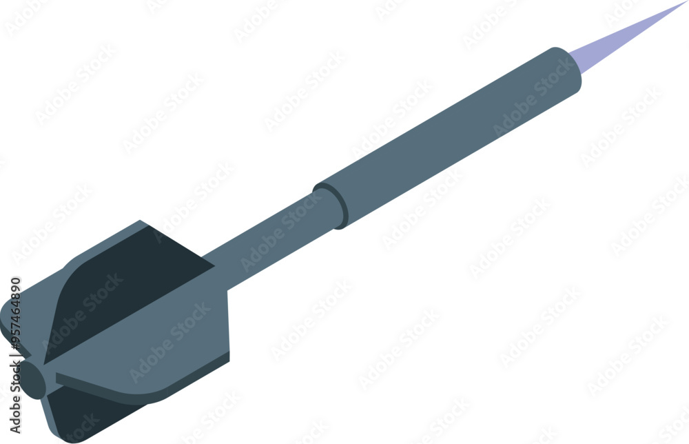 This isometric icon features a military rocket launcher, a powerful ...