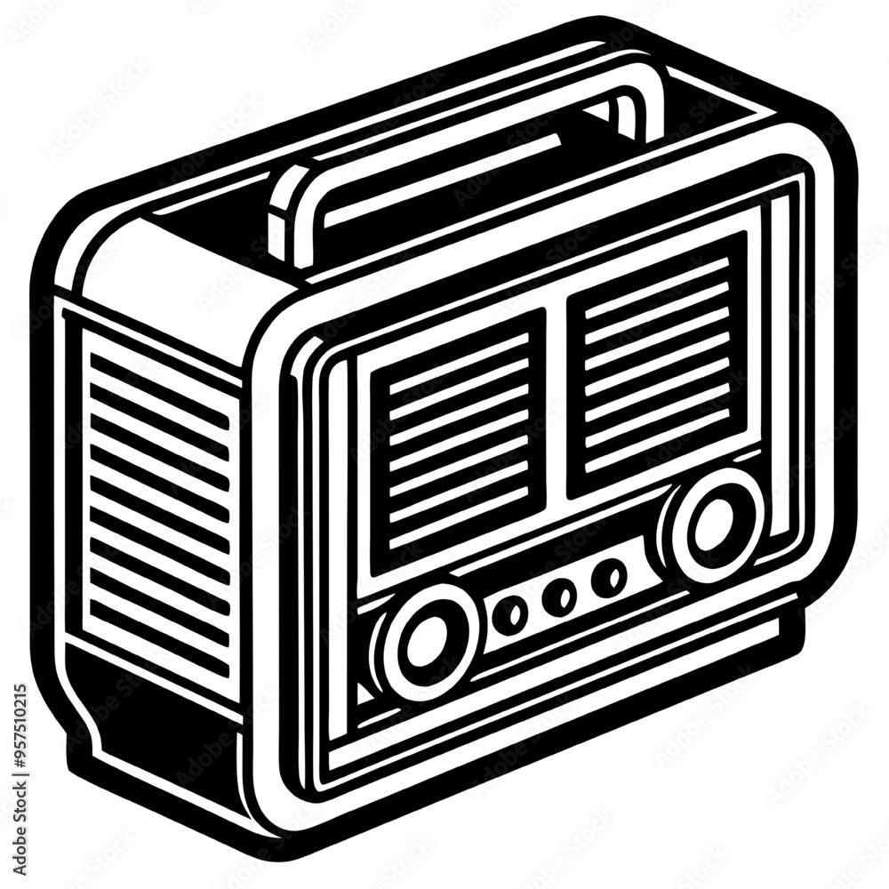 Vintage Radio Icon: A nostalgic illustration of a classic radio ...