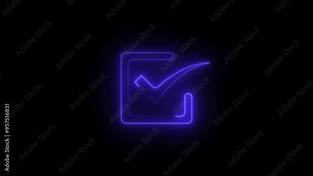 glowing neon check mark animation icon tick finishing confirm yes right ...