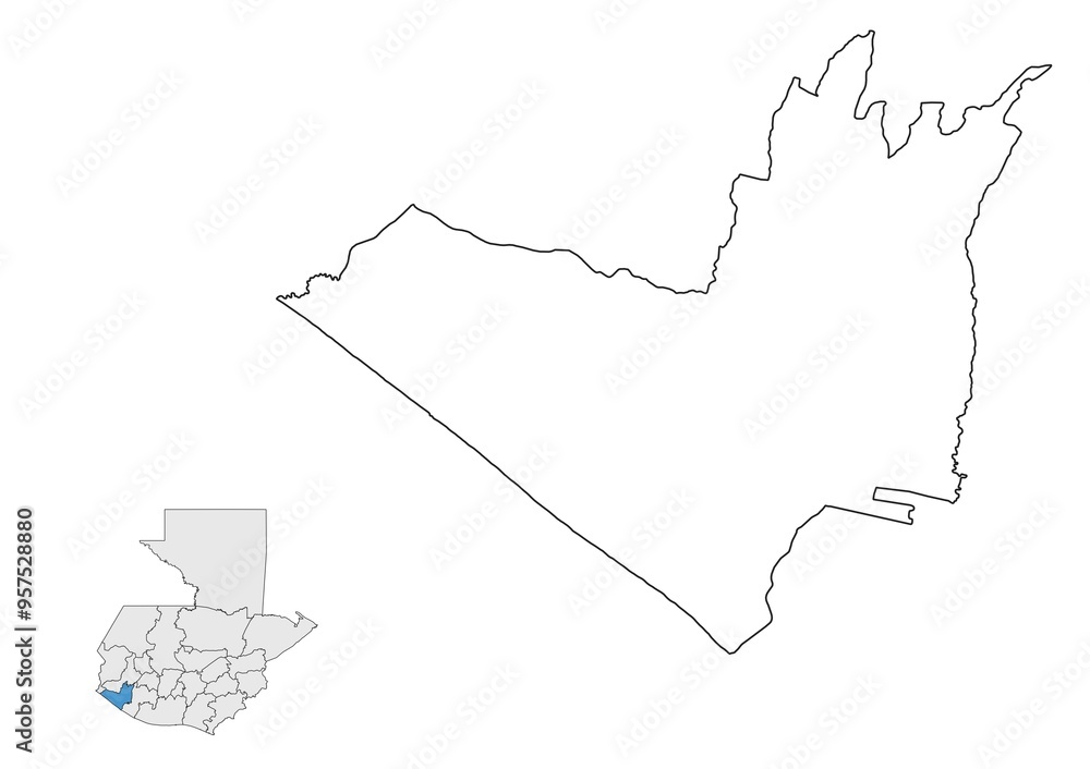 Mapa del departamento de Retalhuleu, Guatemala Stock Illustration ...