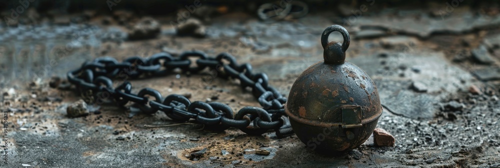 Antique grenade for deconstruction featuring a ball and chain ...