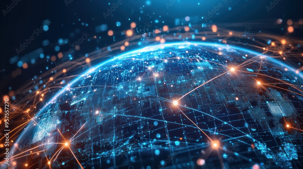 Digital world globe, concept of global network and connectivity on ...