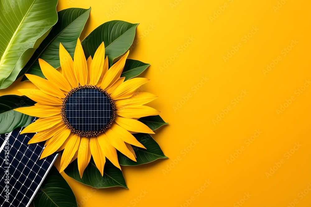 Solar Power Photovoltaic, Yellow, and Sustainability depicted in a ...