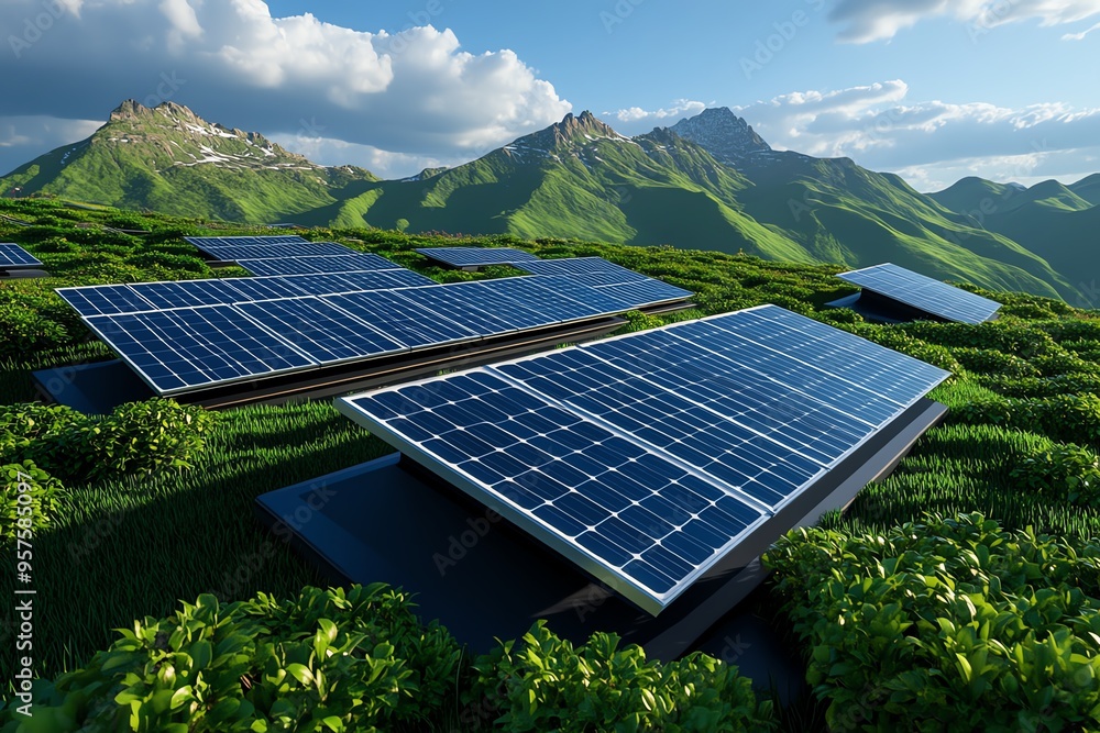 Solar Power Sunlight, Harnessing, and Innovation depicted in a bright ...