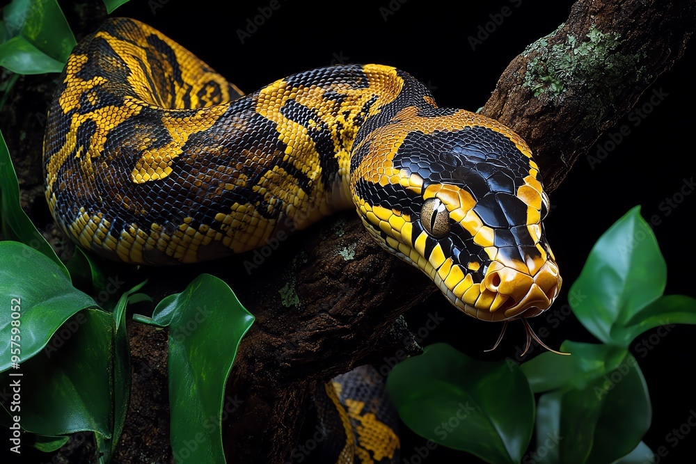 Snake Boa, Large, and Jungle visualized in a jungle where a large boa ...