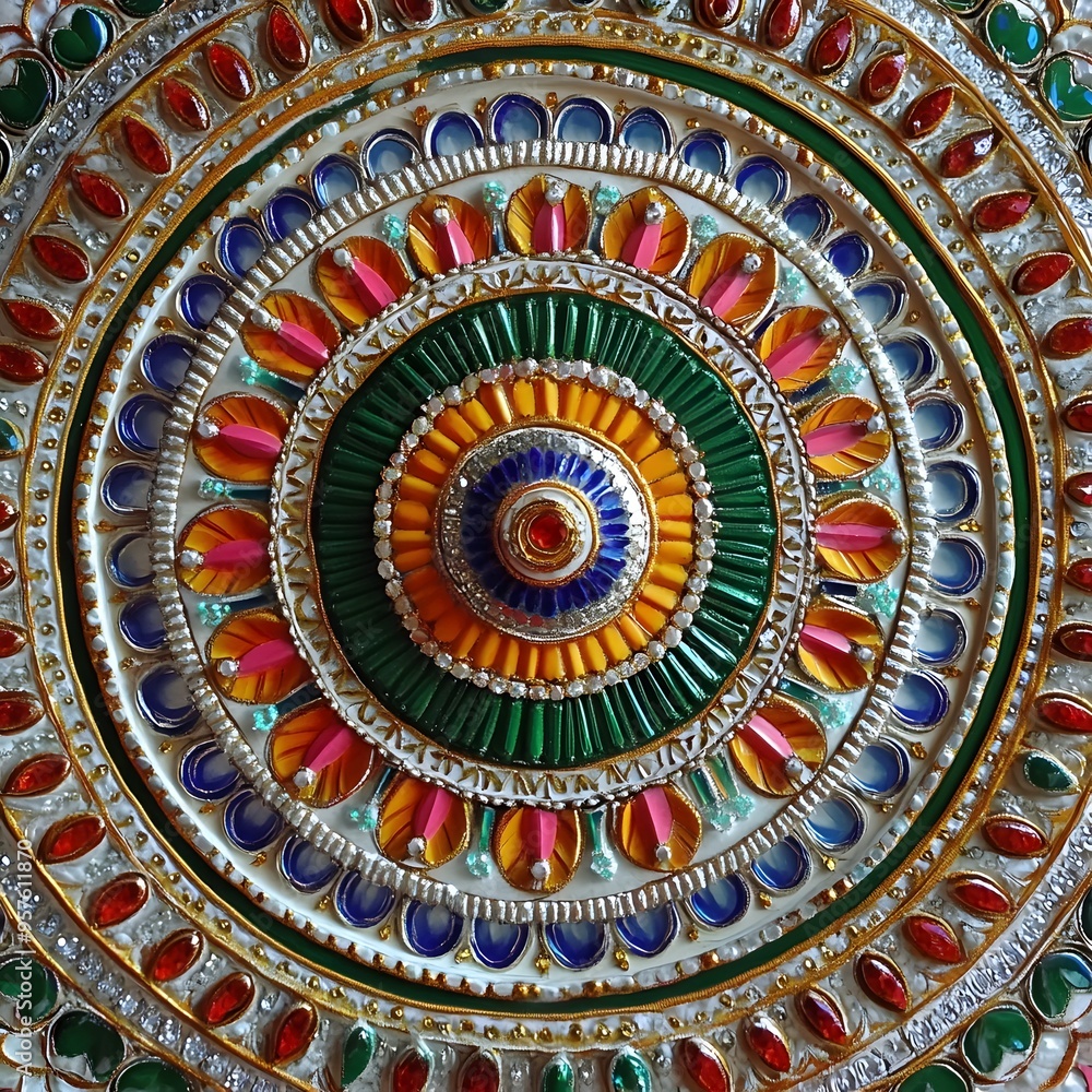 73. **Indian Rajasthani mirror work pattern with reflective elements ...