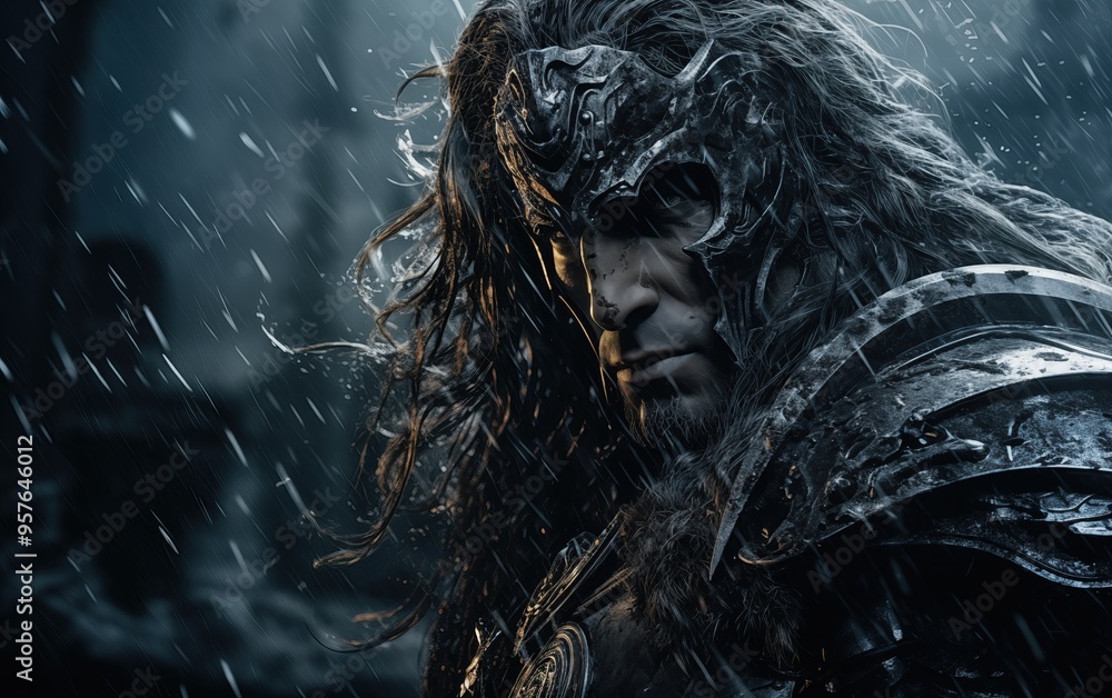 Generative AI of Rain-Soaked Medieval Knight Concept for Epic Fantasy ...