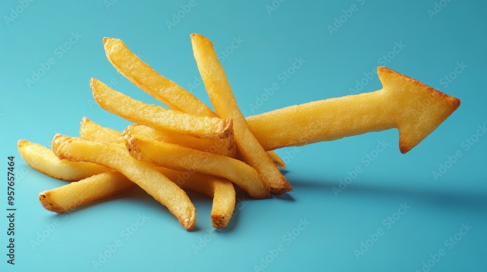 French Fries Pointing the Way: Crispy golden french fries arranged with ...