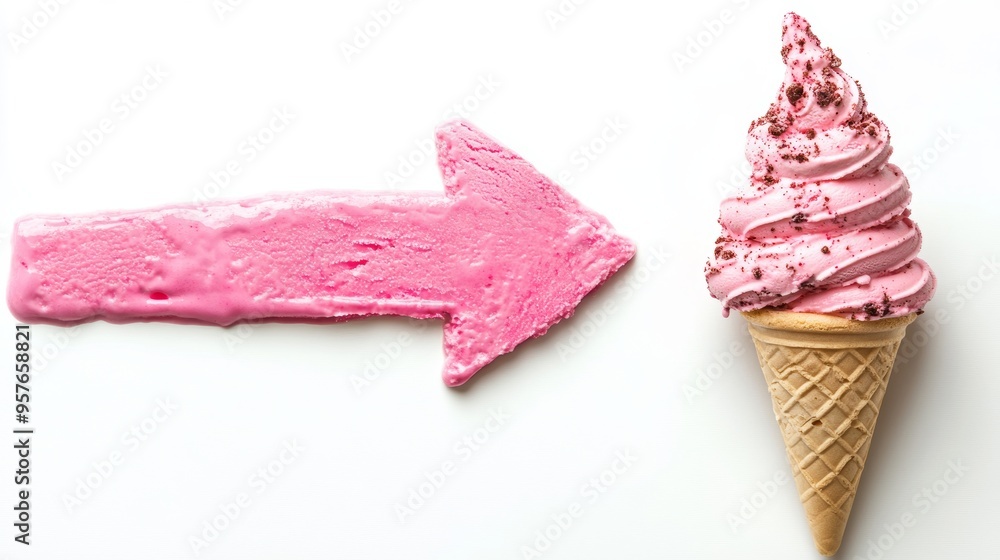 Pink Ice Cream Arrow: Pink ice cream melting into a large arrow ...