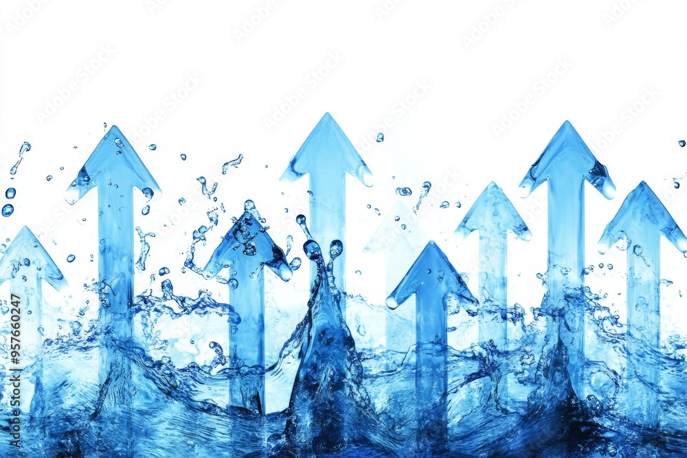 Water Rising: A symbolic image of blue arrows emerging from water ...