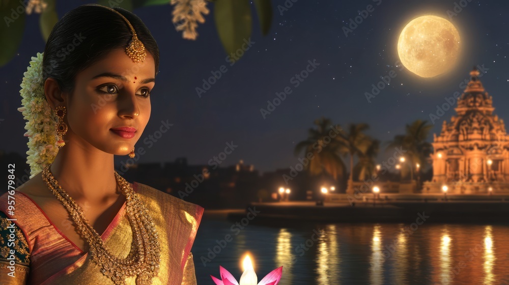 Sharad Purnima. A religious festival celebrating Hindu lunar month of ...
