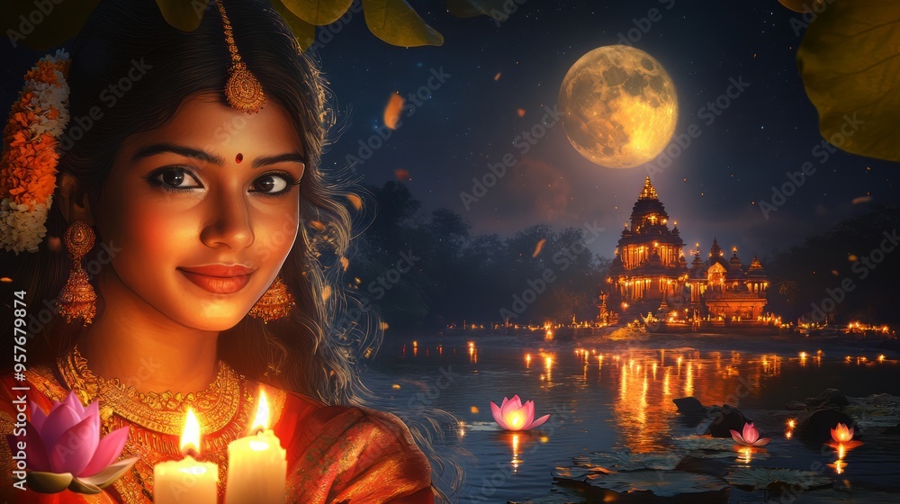 Sharad Purnima. A religious festival celebrating Hindu lunar month of ...