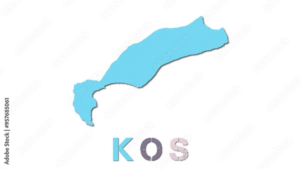 Kos map with paper regions. Animated island map growing from regions ...