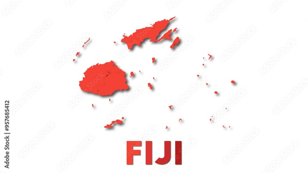 Fiji map showing regions. Animated country map with title. 4k ...