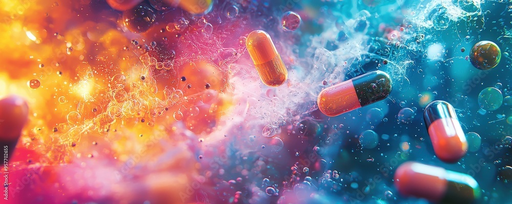 Artistic representation of prescription drug interactions, with dynamic ...