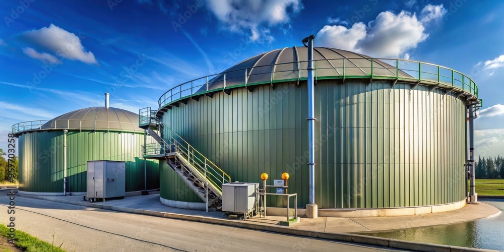 Tank sludge digester storage facility with dry biogas equipment , tanks ...