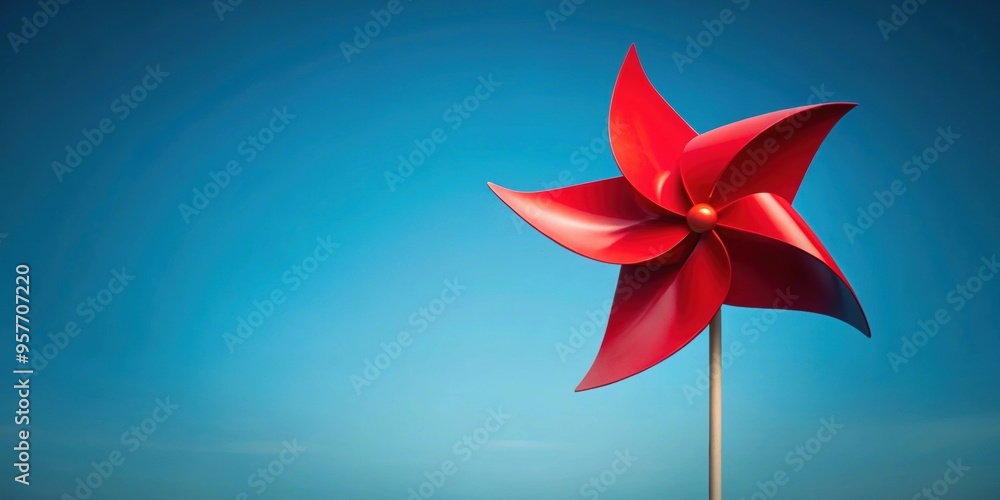 Motion graphic of a red pinwheel moving in the wind, red, pinwheel ...