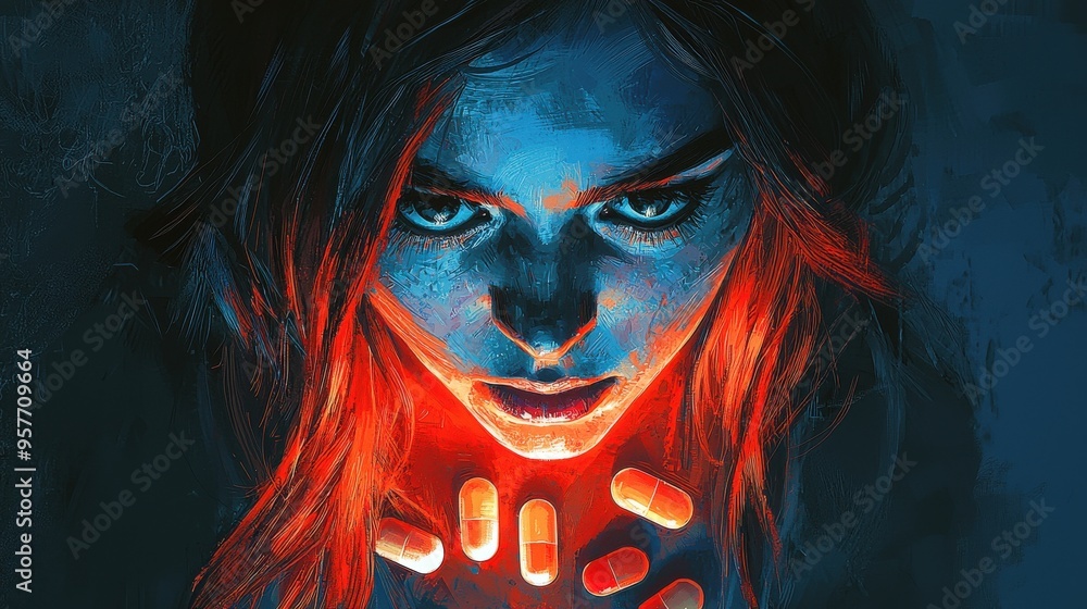 Detailed digital art for prescription drug abuse prevention, showcasing ...