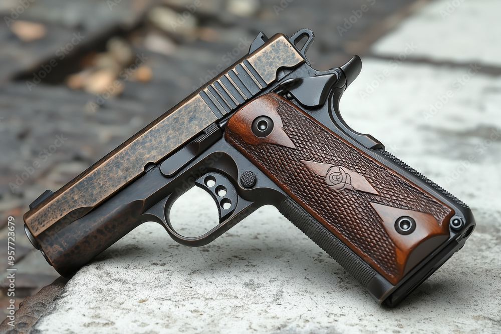 Classic M1911 pistol handgun, semi-automatic pistol handgun. Stock ...