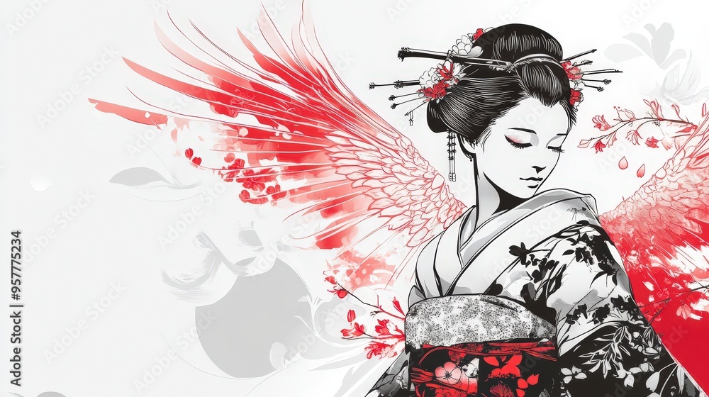 Ethereal Geisha Wings - Seamless Integration of Text with Geisha ...